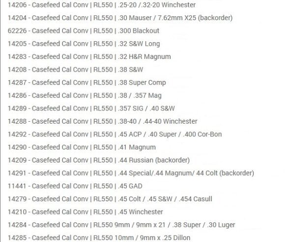 Dillon Precision RL550 Casefeeder Caliber Conversion